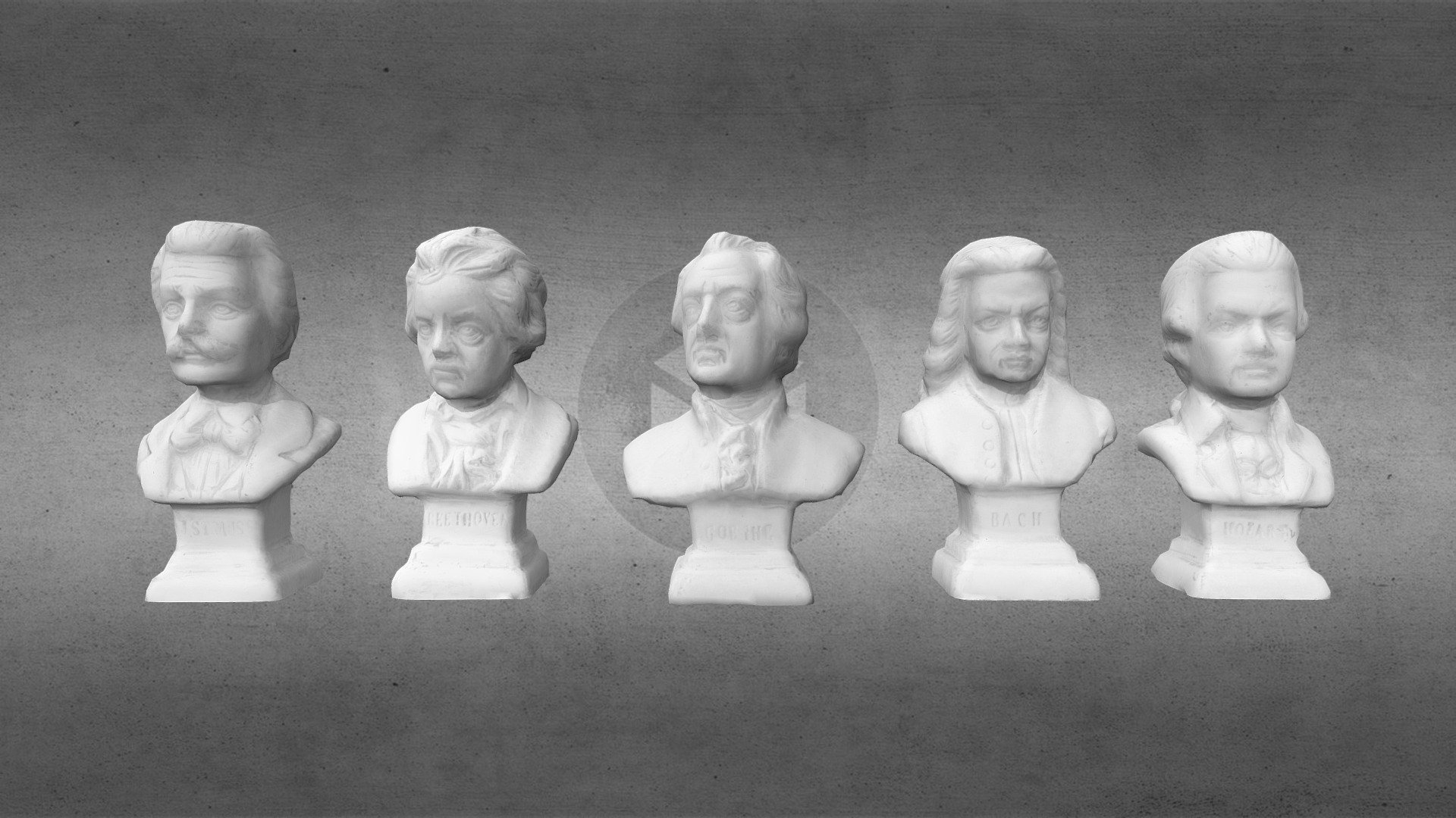 Set of 5 Busts of german Composers and Poets - Buy Royalty Free 3D ...