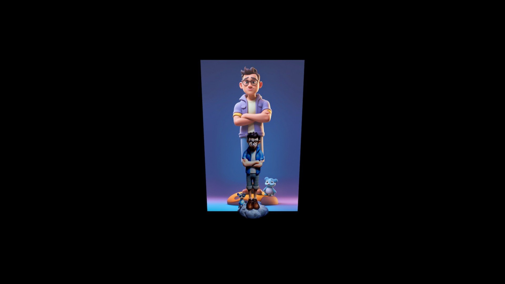Image title A 3D cartoon character standing next - Download Free 3D ...