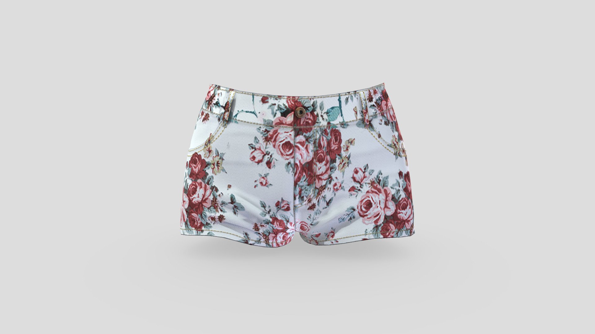 Female Floral Mini Shorts - Buy Royalty Free 3D model by 3dia [5d9fcda ...