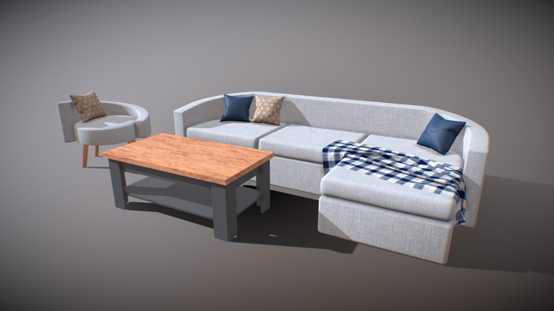 Living Room Furniture Set - Buy Royalty Free 3D model by Geng4d [5da1f8a] - Sketchfab Store