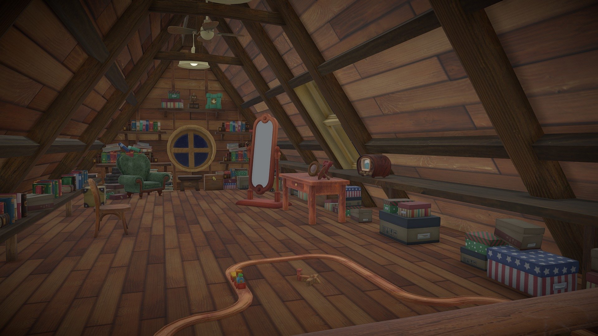 Attic - Buy Royalty Free 3D model by misitewang [5dae8a7] - Sketchfab Store