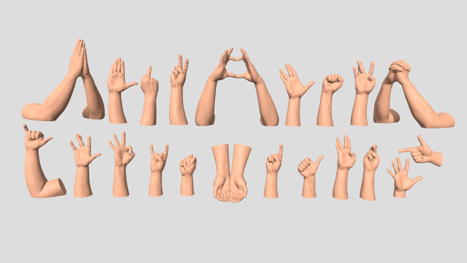 human hand signs and gestures 3D - Buy Royalty Free 3D model by Sigi_2 ...