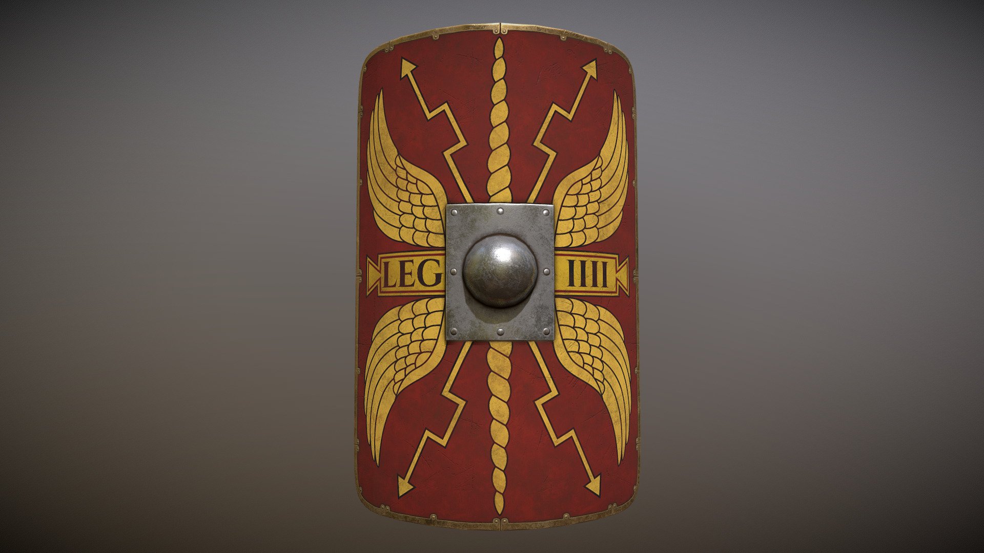 Rectangular Scutum with Brass Rim (Leg IIII) - 3D model by Garrettich ...