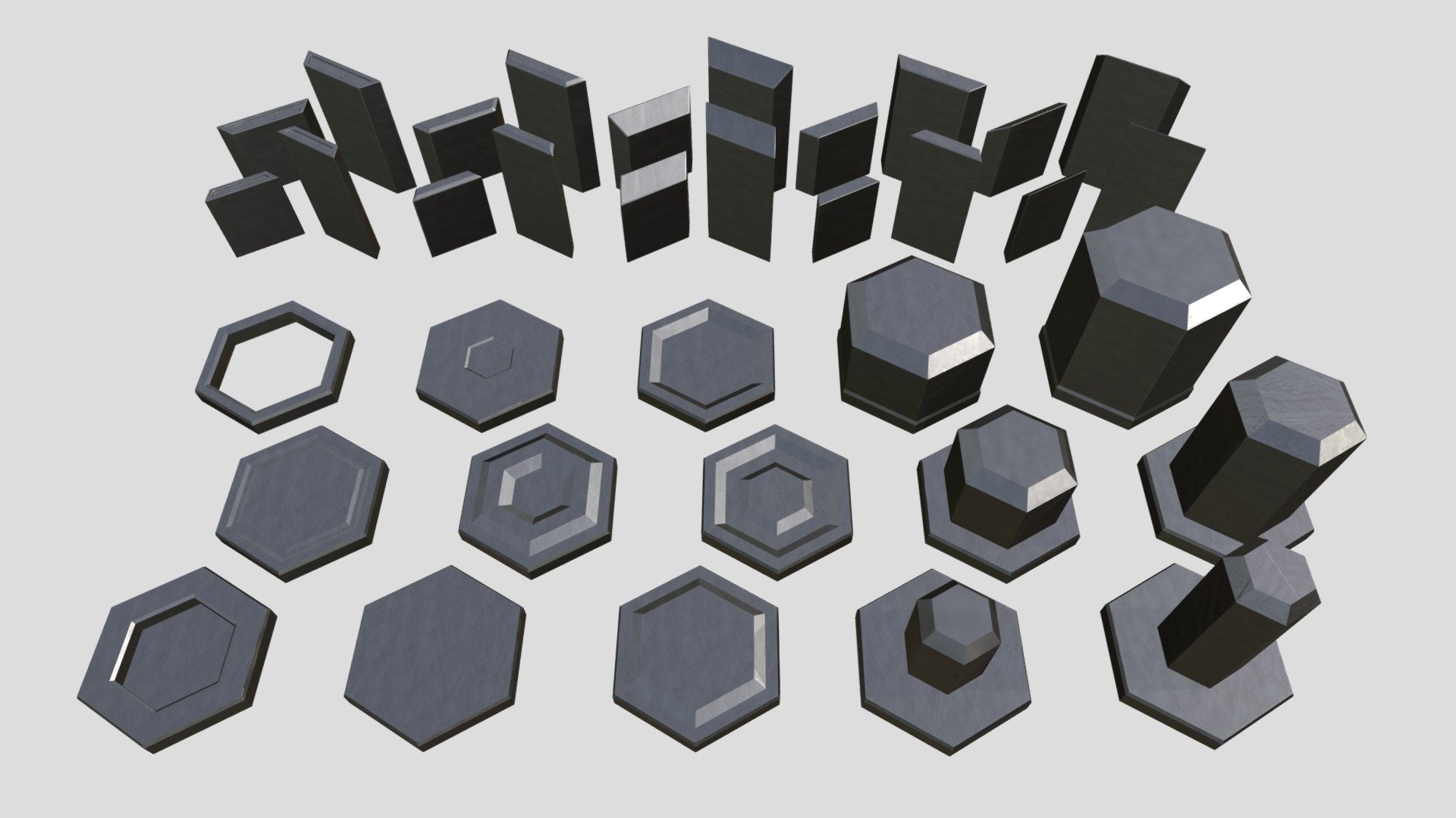 Low-Poly Hexagon Tile Set - Download Free 3D model by x2w-soda [5dc5821] - Sketchfab