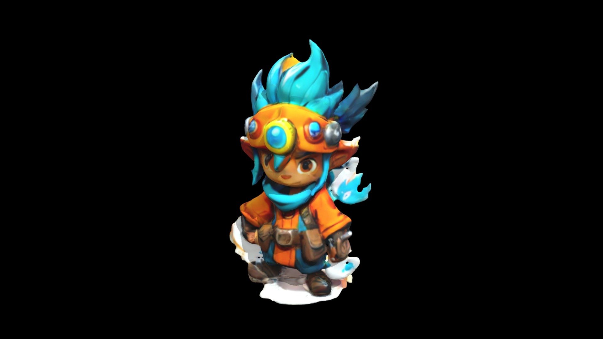 "Colorful Cartoon Boy with Spiky Blue Hair and O - Download Free 3D ...