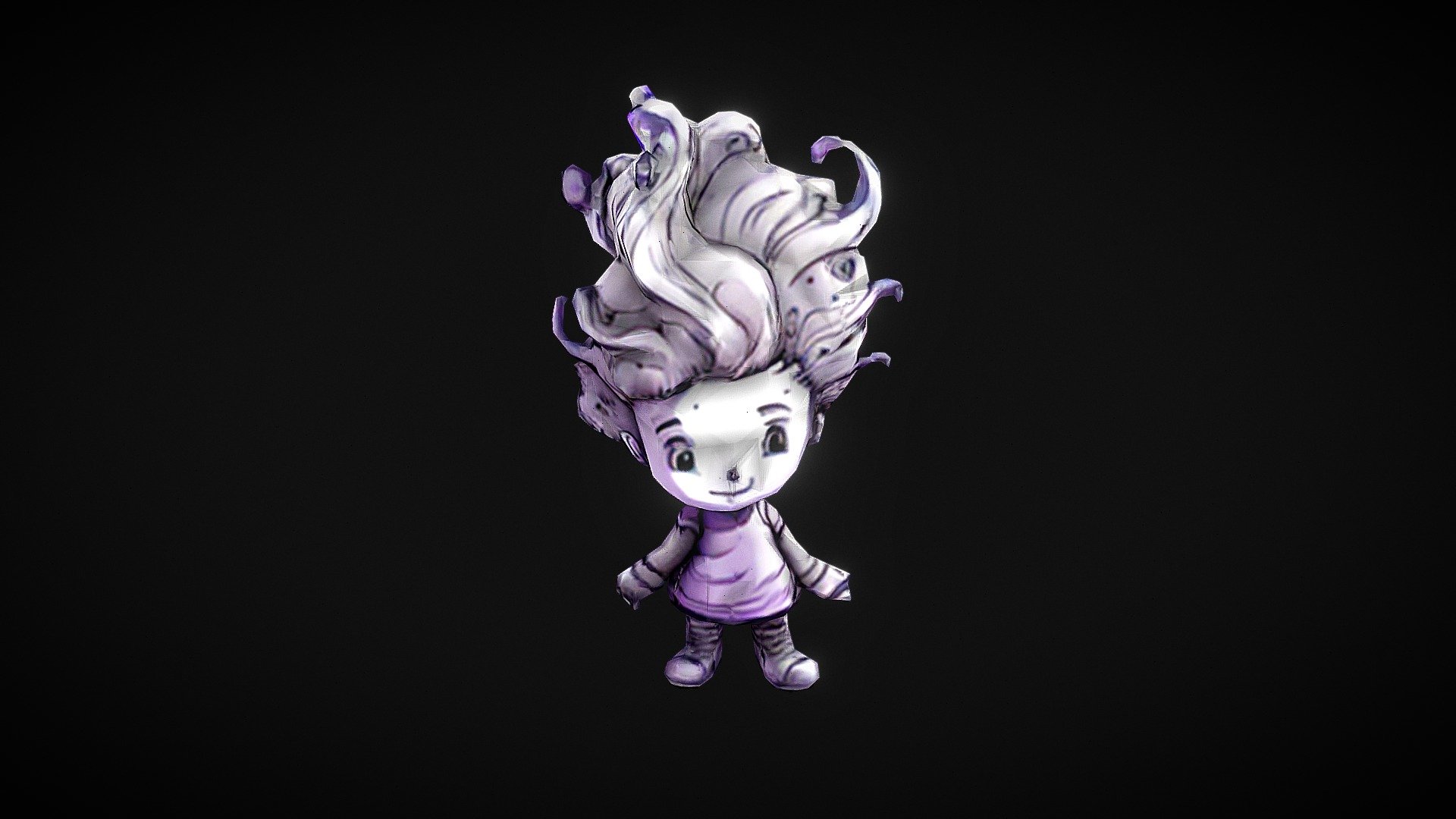 "Joyful Purple White Arm Cartoon with Pink Finge - Download Free 3D ...