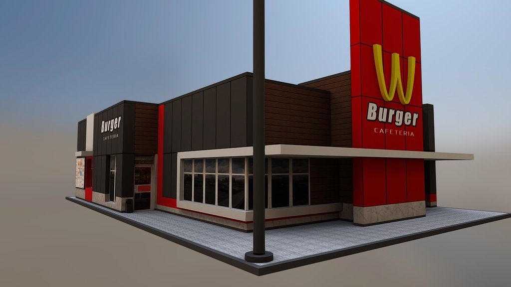 Fast Food Restaurant-2 - 3D model by Aglobex [5de7bd0] - Sketchfab
