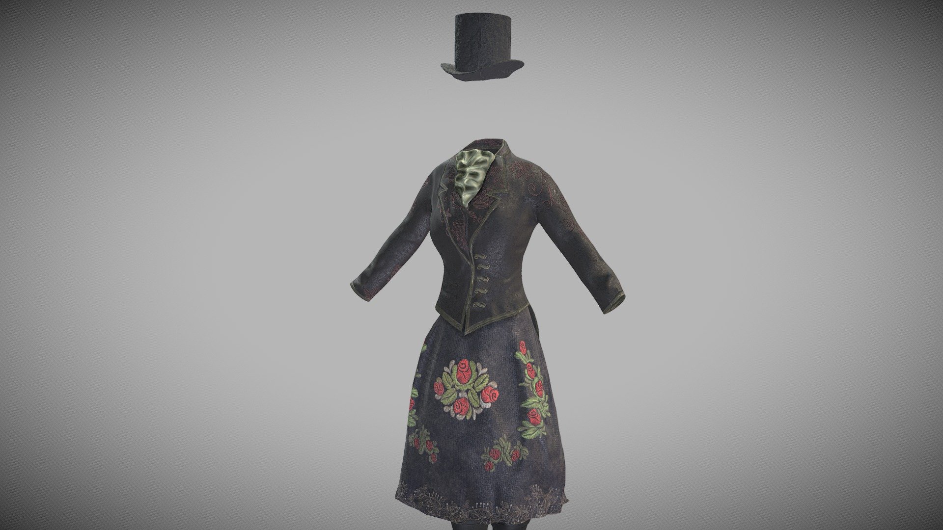 19s Costume with a hat (Zoom out) - 3D model by Bonev [5df03eb] - Sketchfab