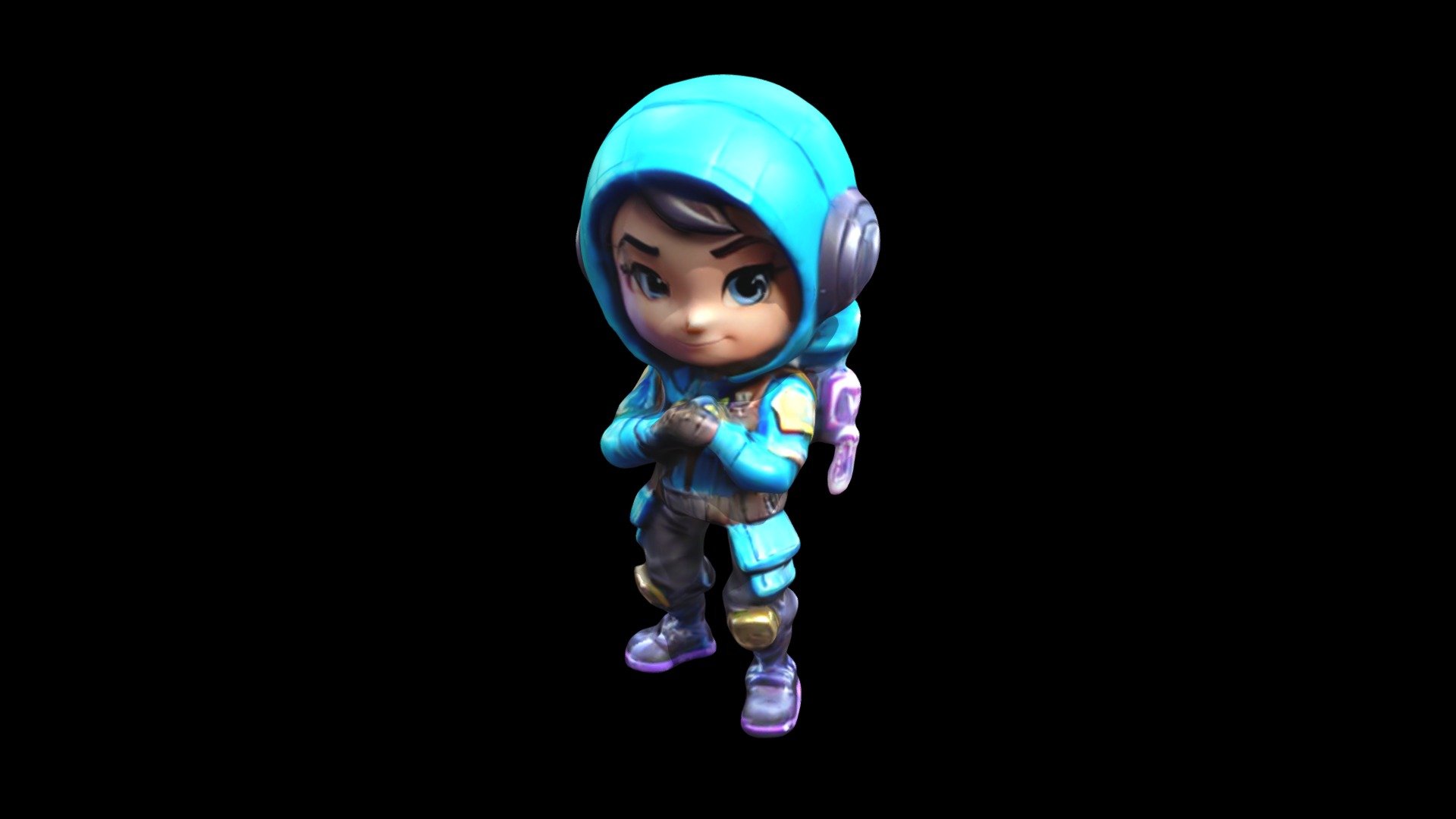 Anime character from a video game, with blue hel - Download Free 3D ...