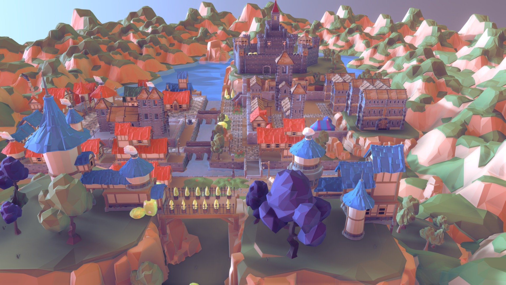 Castle Town - 3D model by Modesto 3D (@modesto3d) [5e10bf8] - Sketchfab