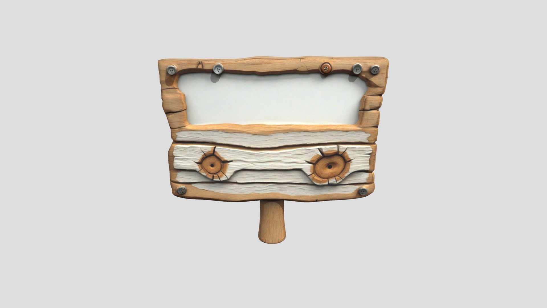 A cartoon-style wooden sign - Download Free 3D model by ElijahTop1 ...
