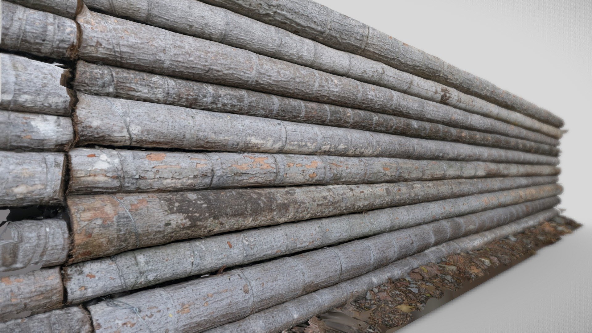 Tree log fence - photogrammetry and retoplogy - Download Free 3D model ...