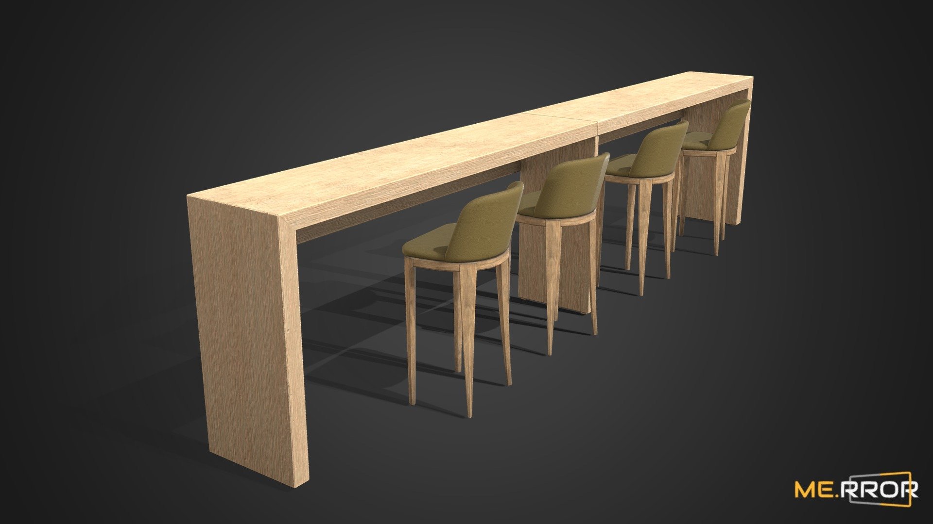 [Game-Ready] Wood Bar table and Chair set - Buy Royalty Free 3D model ...