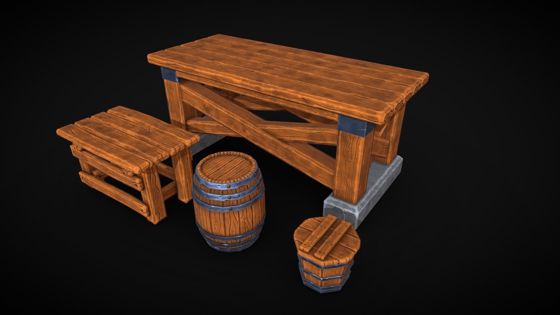 Wooden props - 3D model by SeTech [5e417e5] - Sketchfab