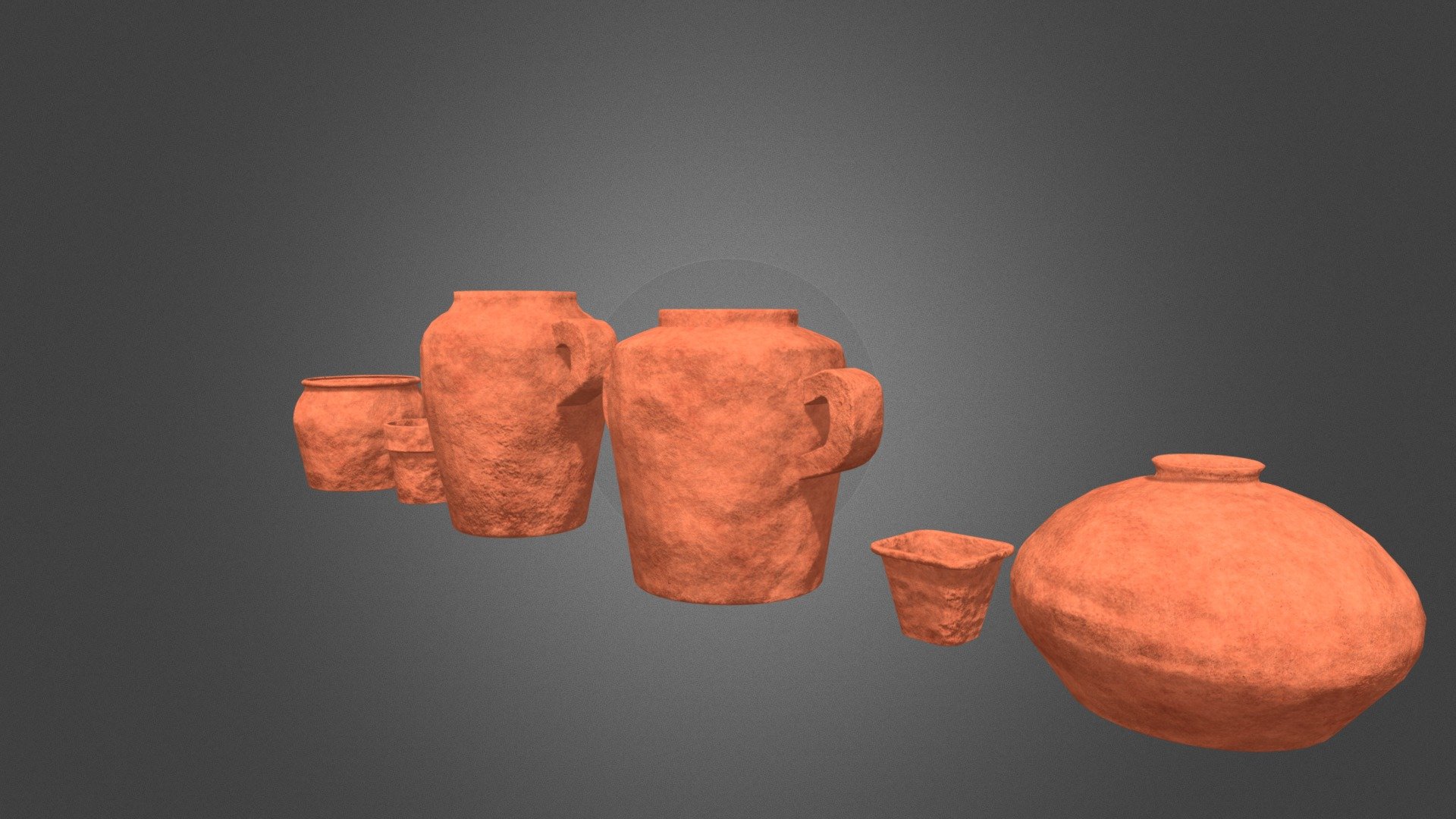 Old Variety of six Clay Pots - 3D model by FPGESLeague [5e43a7e ...