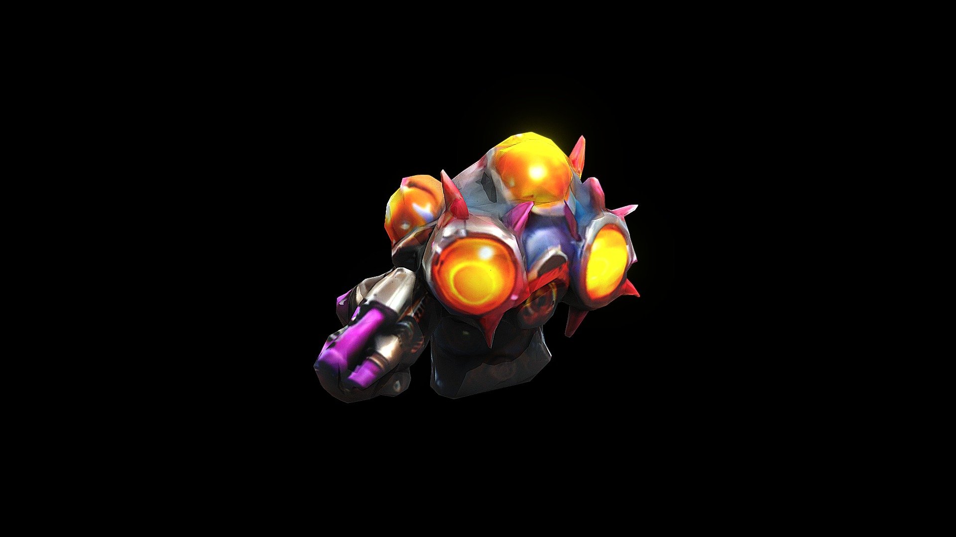 a 3d rendering of a robot with purple bullets - Download Free 3D model ...