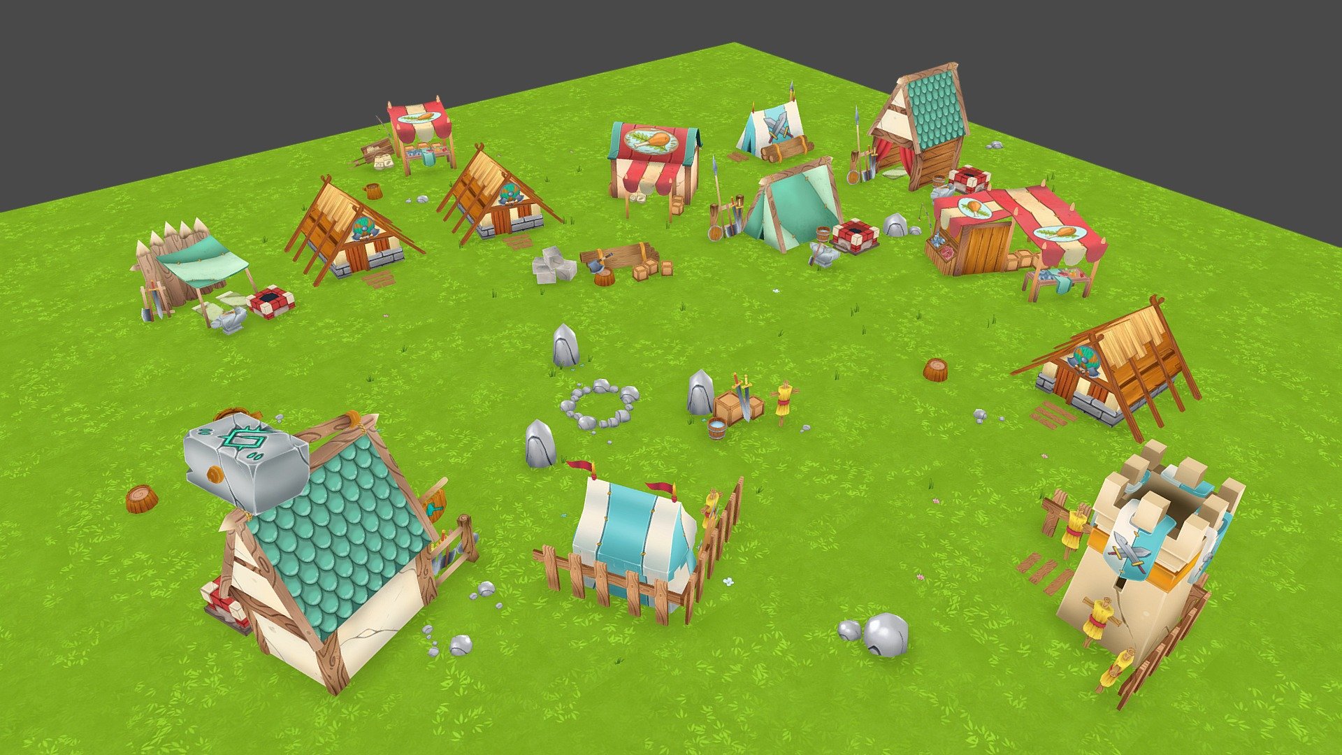 Stylized Medieval Town | Asset Pack | Low-Poly - 3D model by MarcRojas [5e5b60f] - Sketchfab