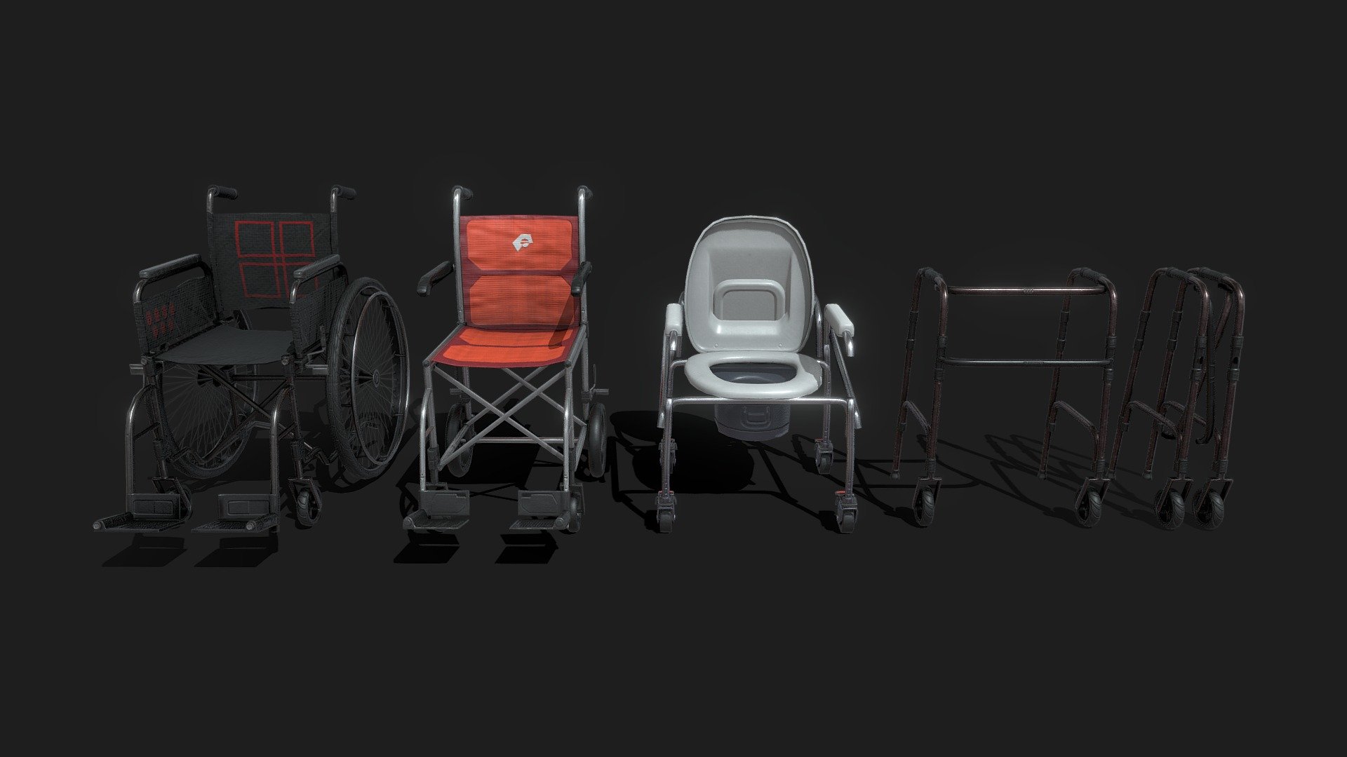 Mobility pack: wheelchairs, commode, walkframe - Buy Royalty Free 3D model by Tombolaso [5e63d8a ...