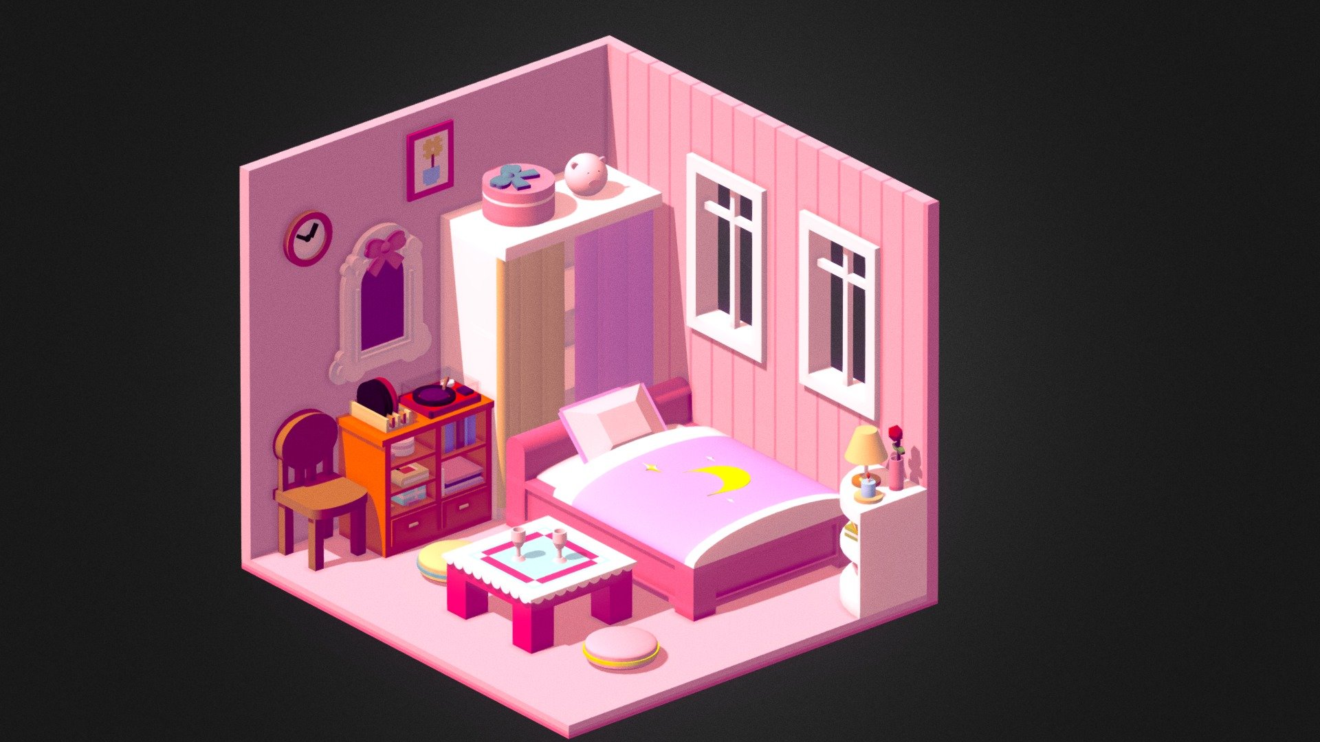 Pink Interior Bedroom - Download Free 3D model by 3d.xyz (@webuild ...