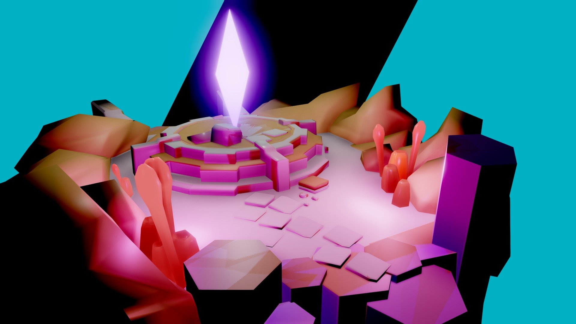 Stelle: low poly floating crystal environment - 3D model by kaosigh ...