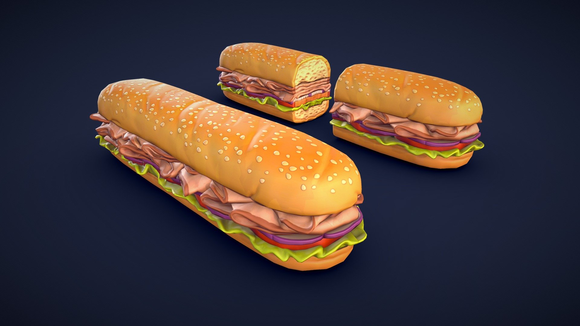 Stylized Ham Sandwich - Low Poly - Buy Royalty Free 3D model by LarkArt ...
