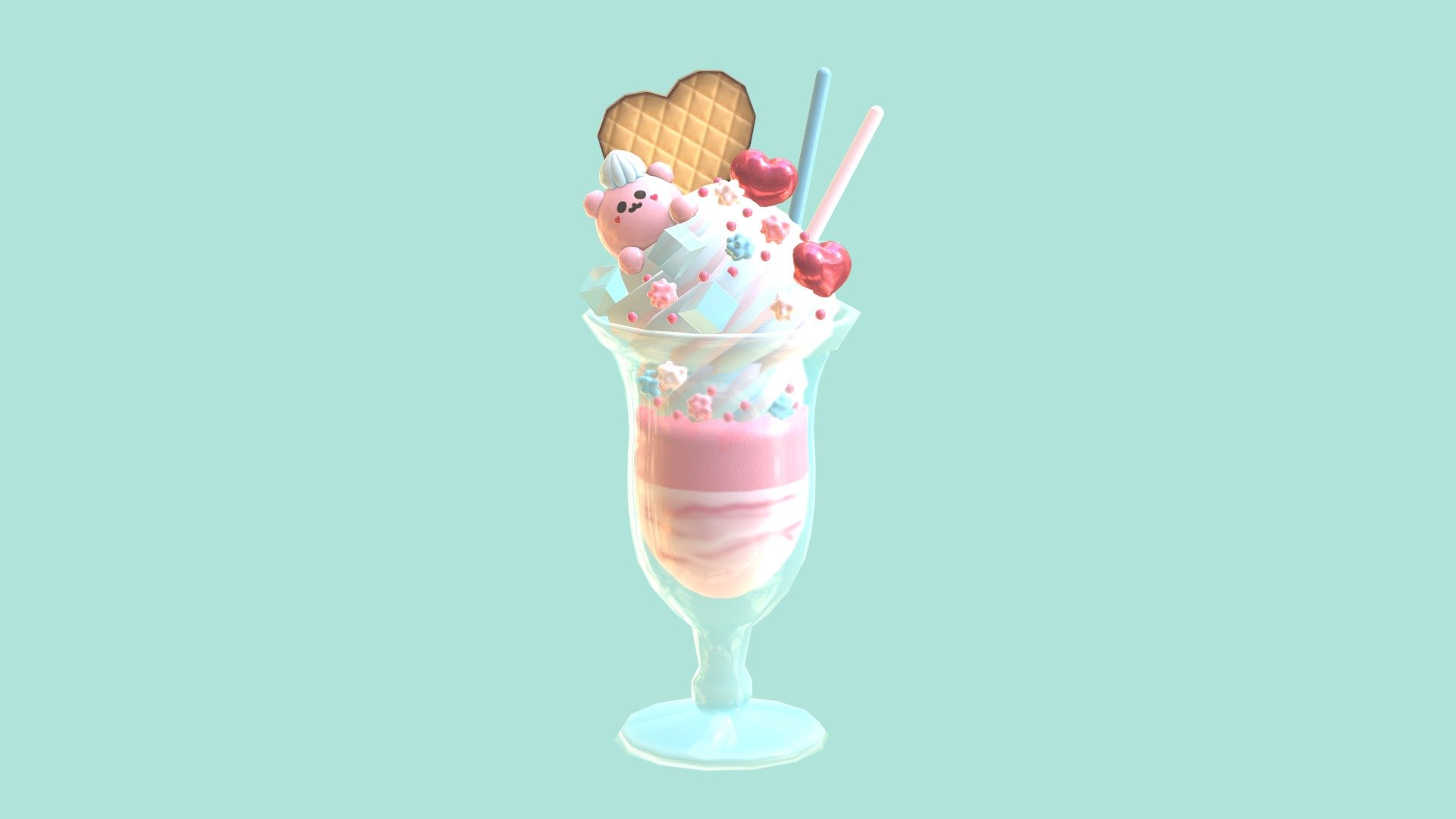 Heart Bear Valentines Parfait - 3D model by icebell [5e926f0] - Sketchfab