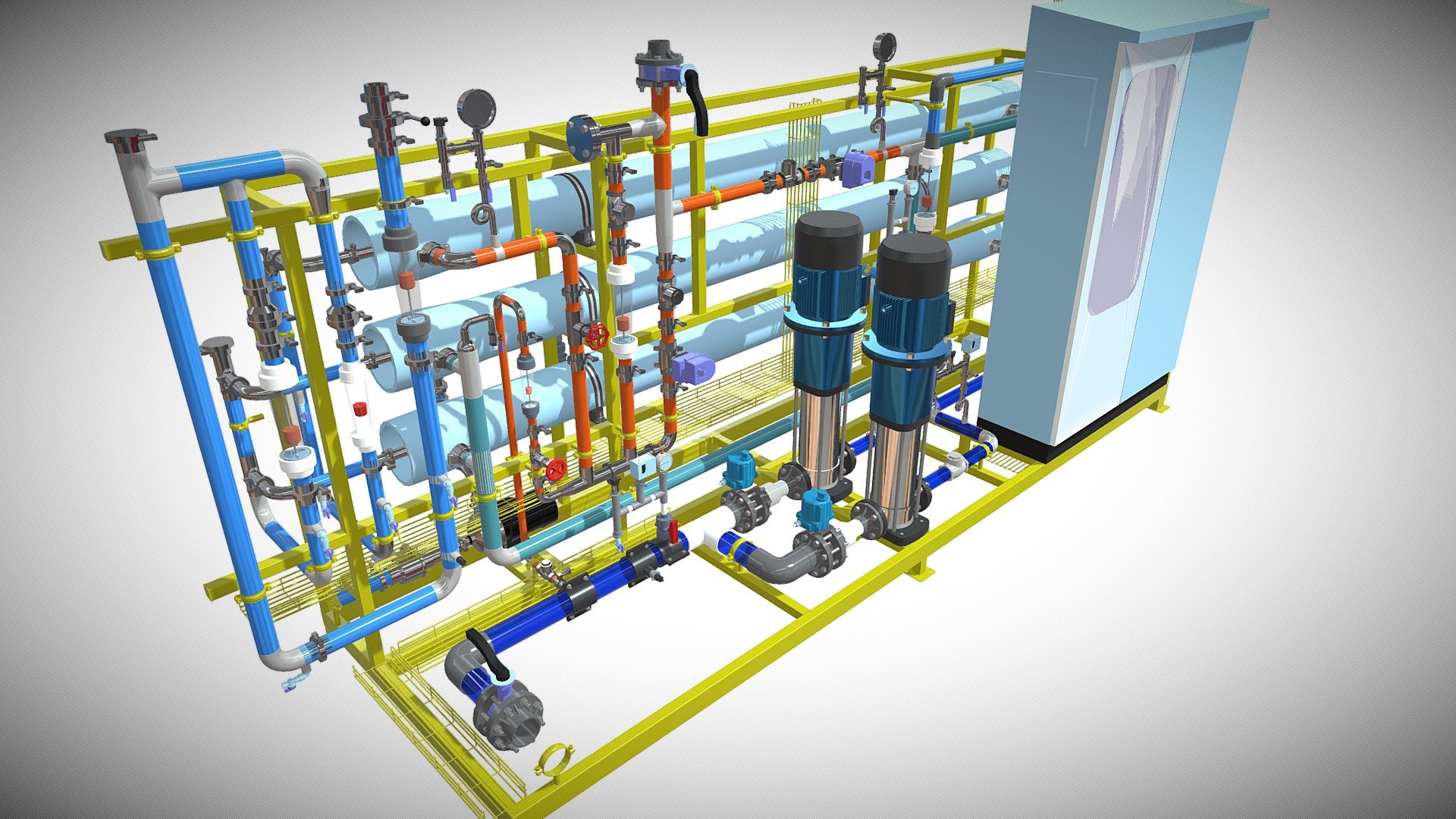 RO Water Filter System - 9m3h 2- Stage - 3D model by WATER FILTER ...