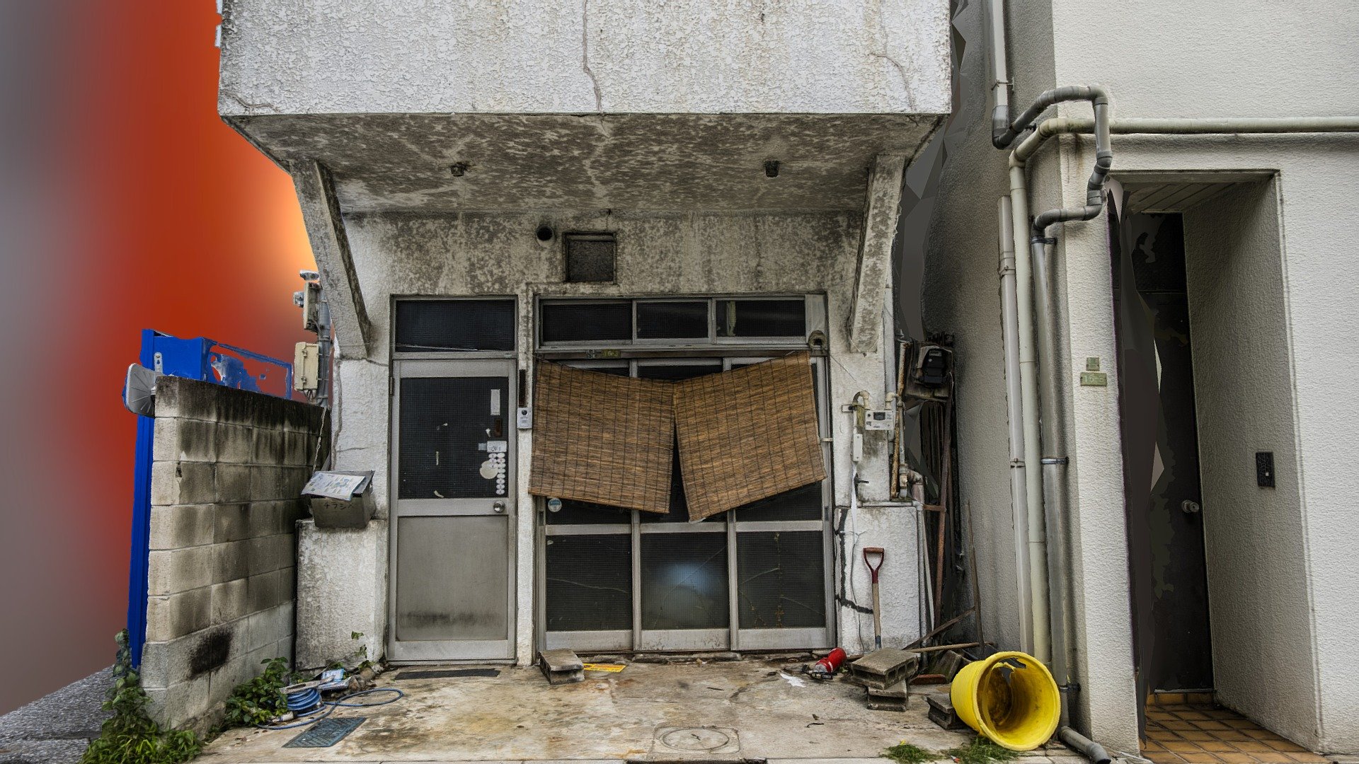 Littered Japanese Building Photogrammetry Scan Buy Royalty Free 3d