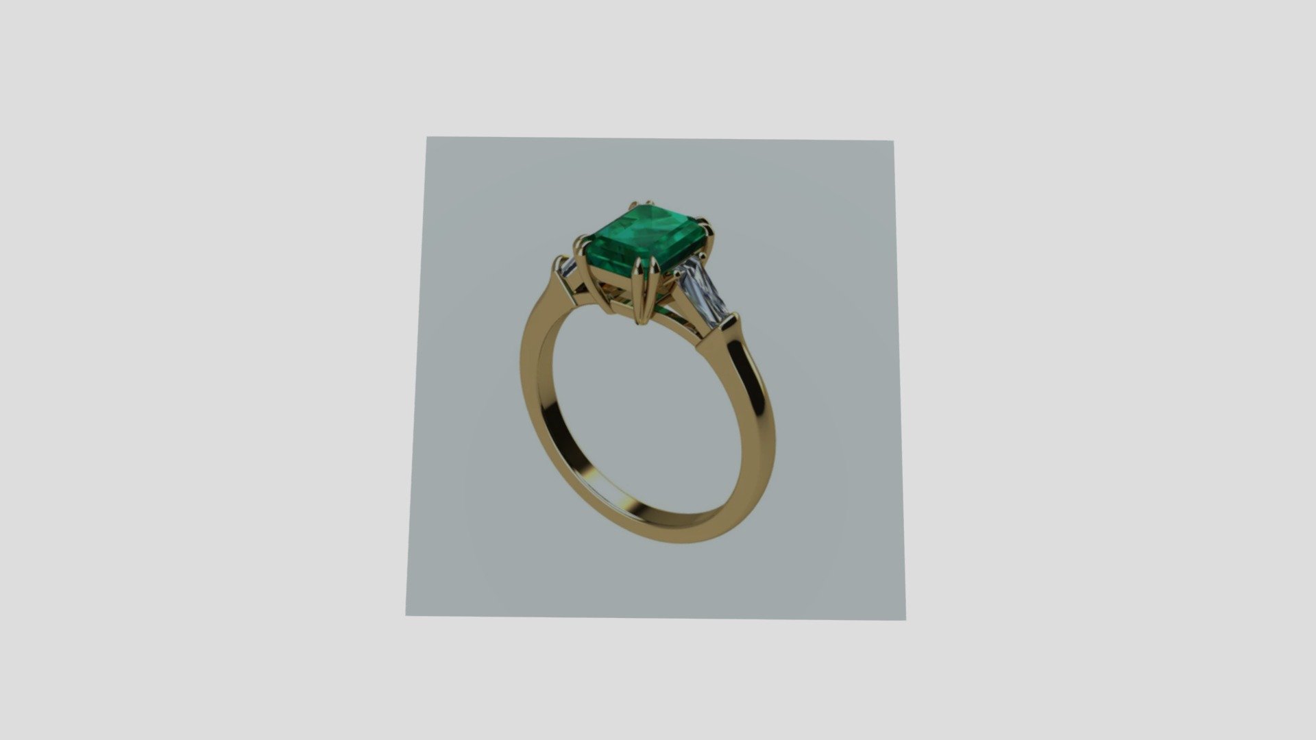 Emerald and Diamond Engagement Ring - 3D model by LL Private Jewellers ...