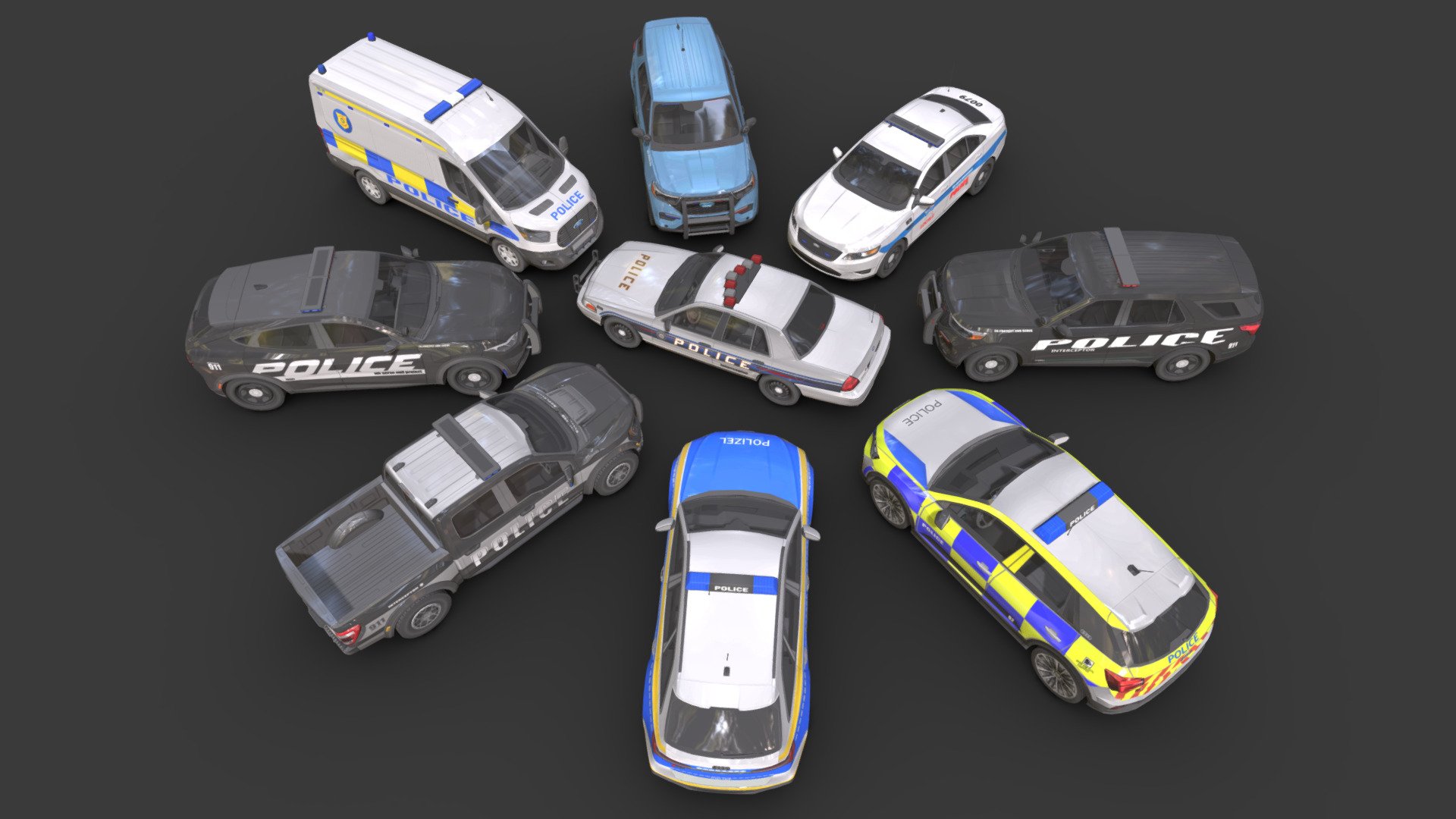 Police Cars Pack 1 - 3D model by Sidra (@Sidramax) [5ee0d96] - Sketchfab