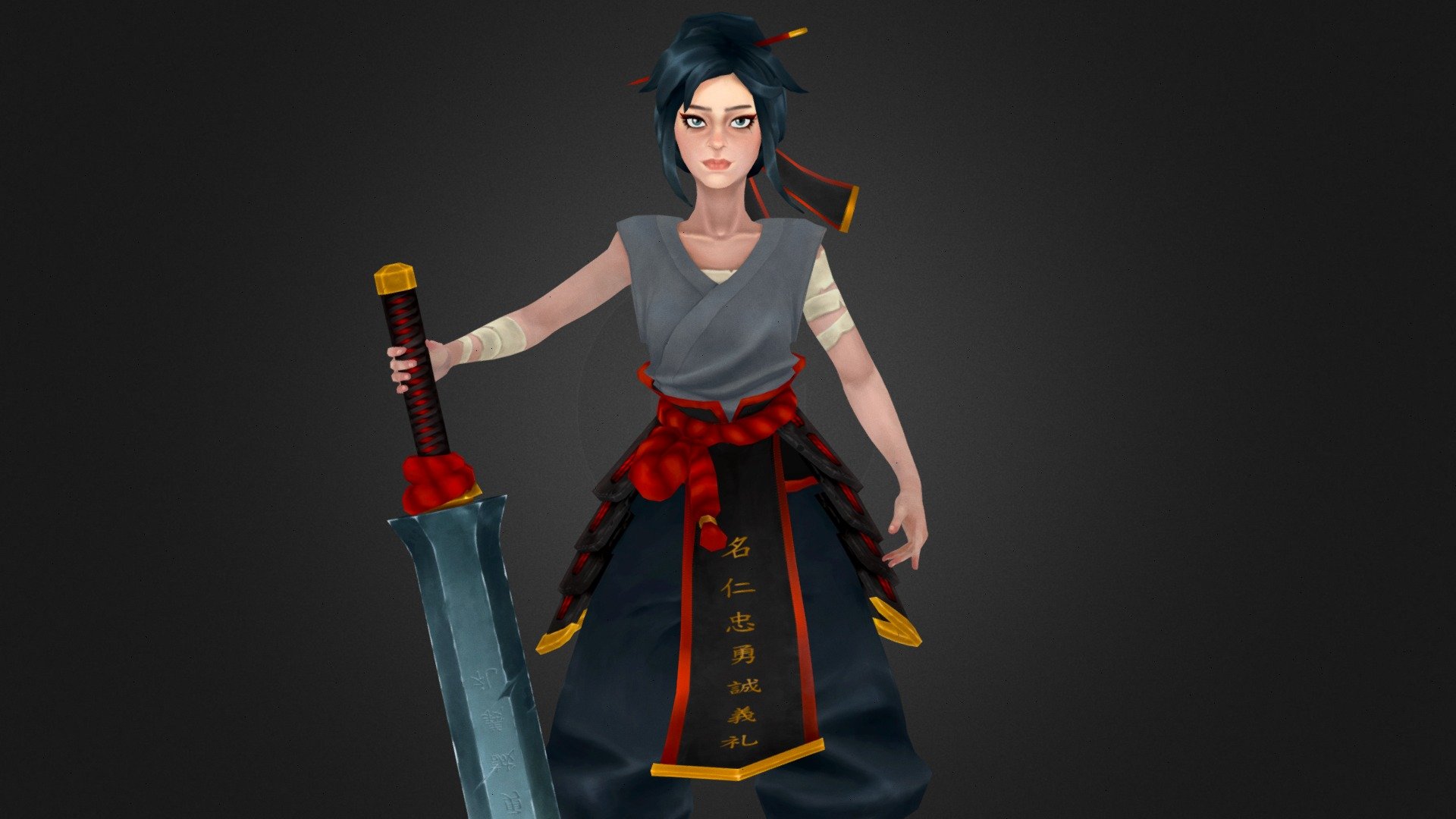 Samurai girl - 3D model by Mónica Guzmán (@monicaguzmanfz) [5ee1228 ...