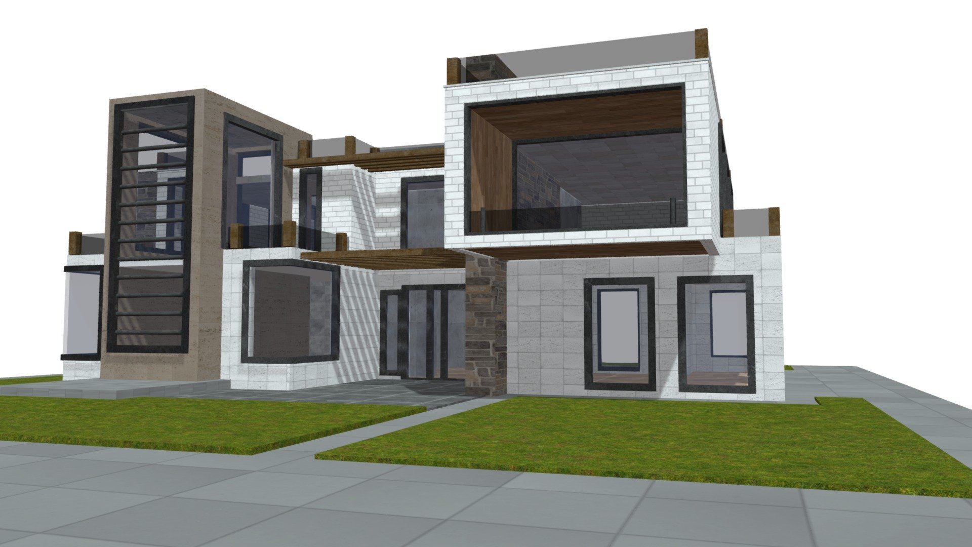 Modern luxury villa house building home - Download Free 3D model by ...