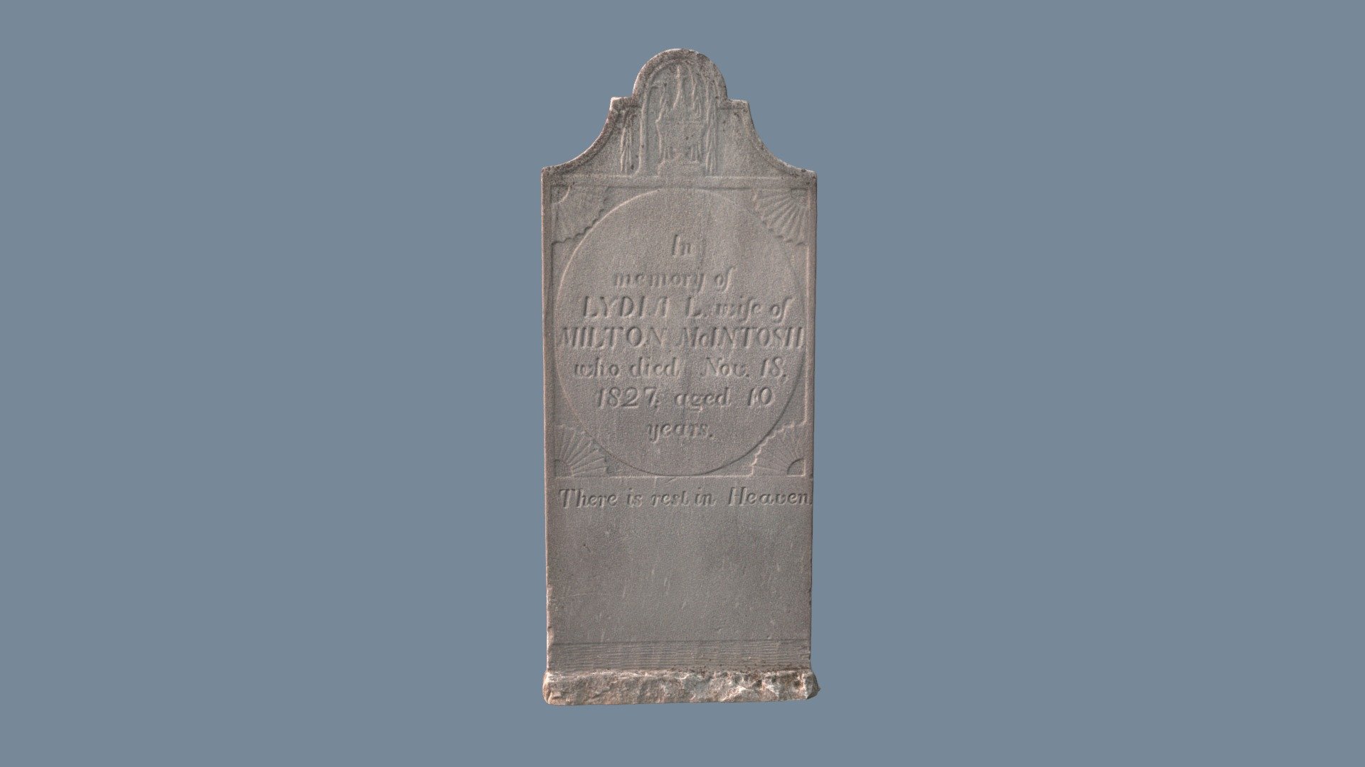 Lydia McIntosh Headstone (1827) - 3D model by Joseph Kinney ...