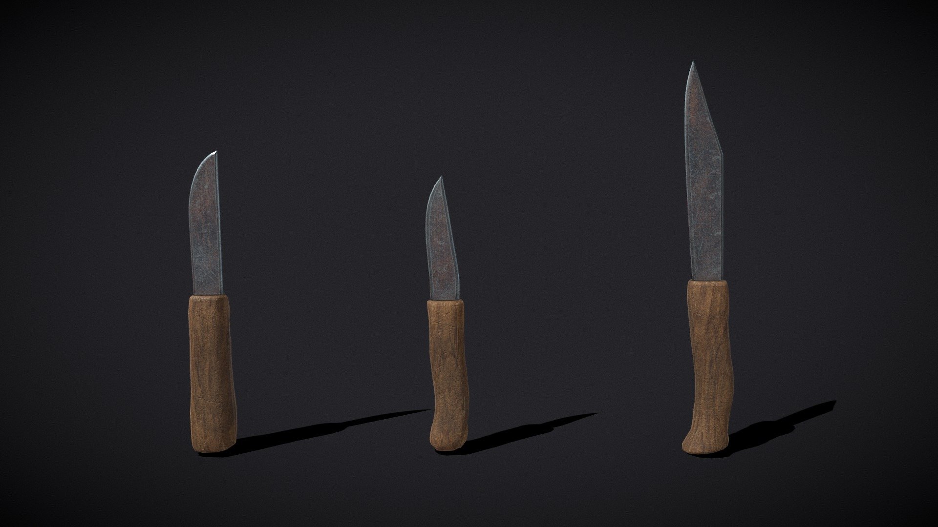 Three Worn Parring Knives - Buy Royalty Free 3D model by ...