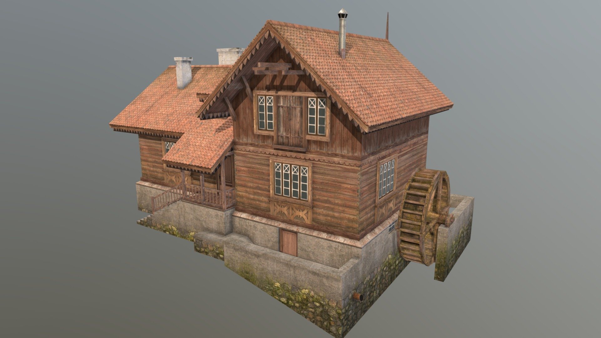 A water mill - 3D model by Mod.Ness [5f04ac7] - Sketchfab
