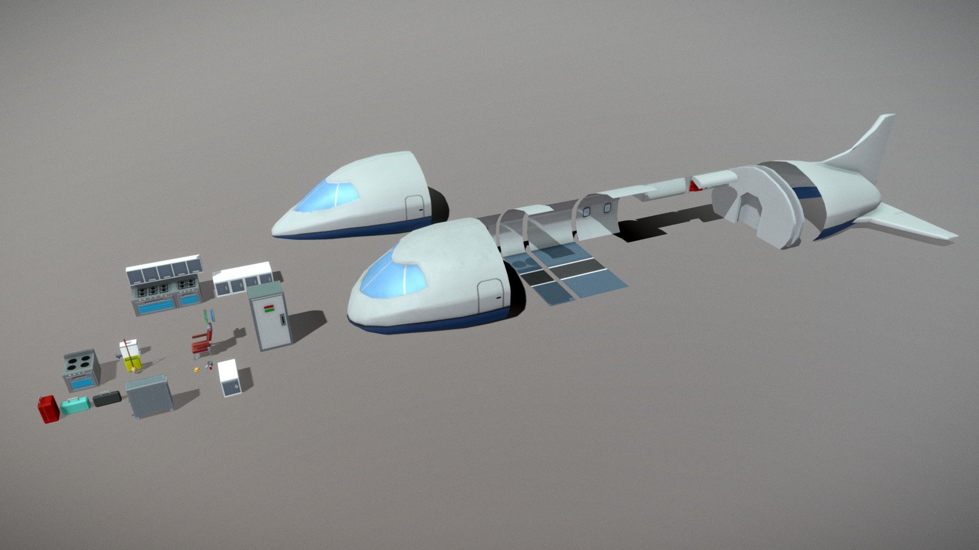 Modular Stylized Aeroplane Assets - Download Free 3D model by ...