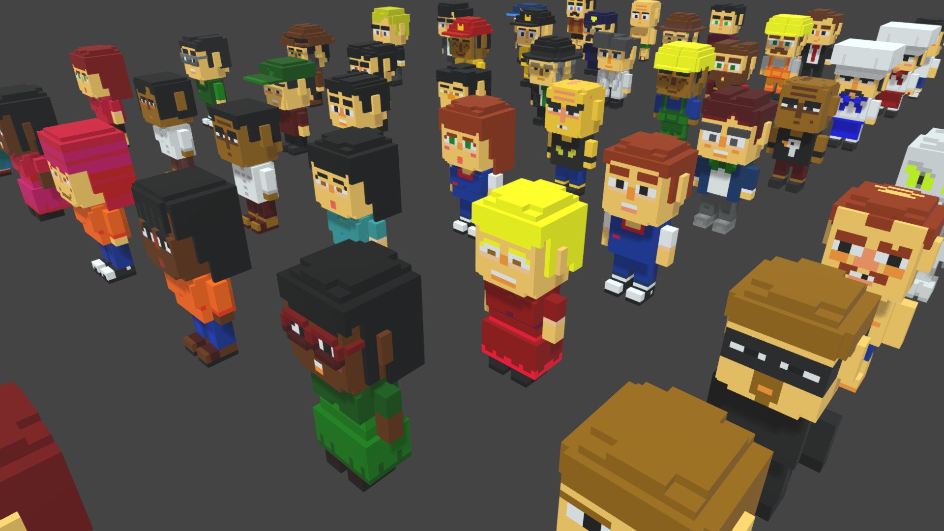 Pack of 110 Professional Voxel art Characters - Buy Royalty Free 3D ...