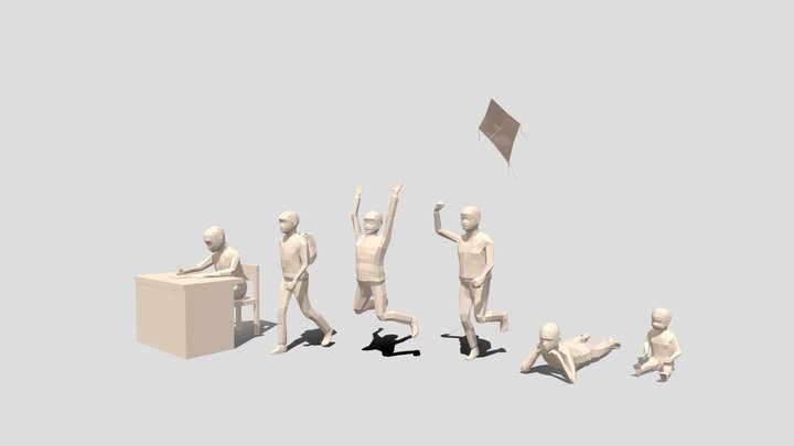 Kid-statue-low-poly-character-model 3D models - Sketchfab