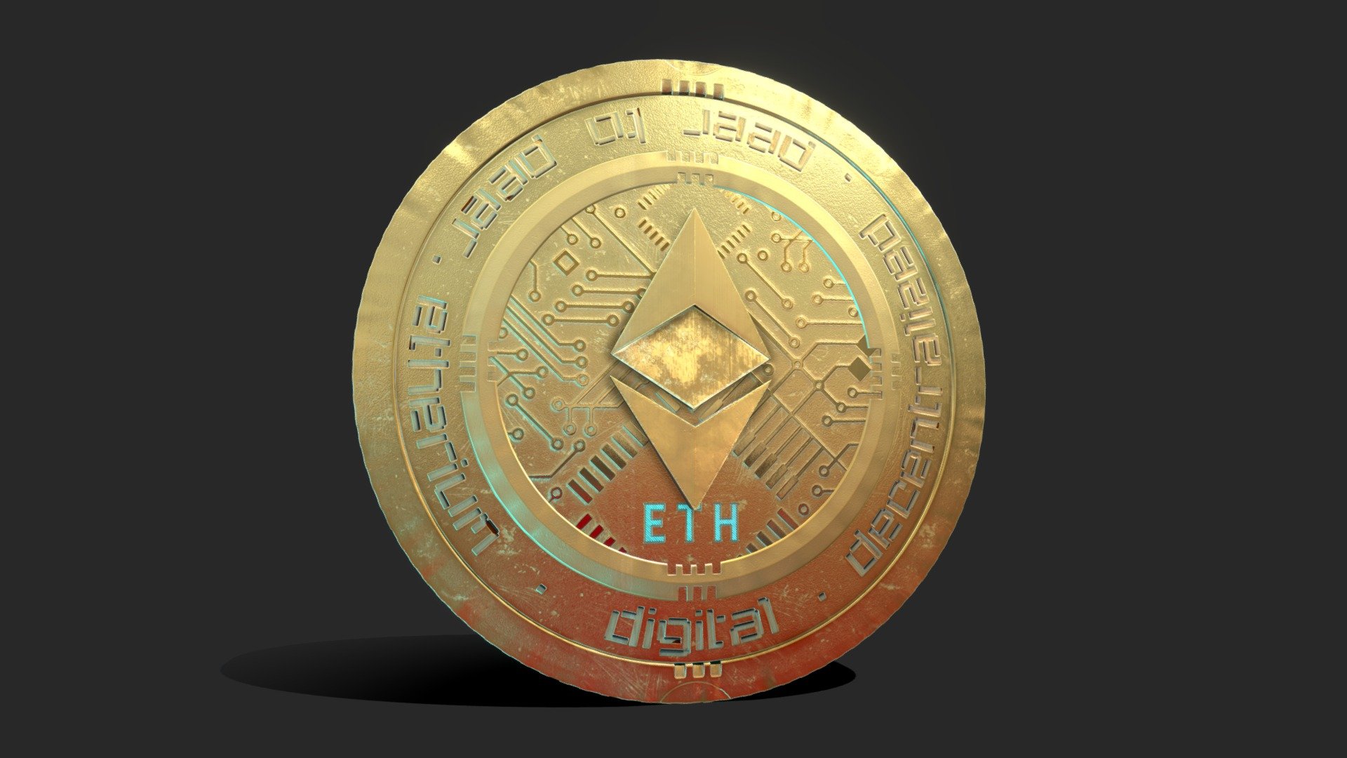 Ethereum Cryptocurrency Coin Gold - Buy Royalty Free 3D model by ...