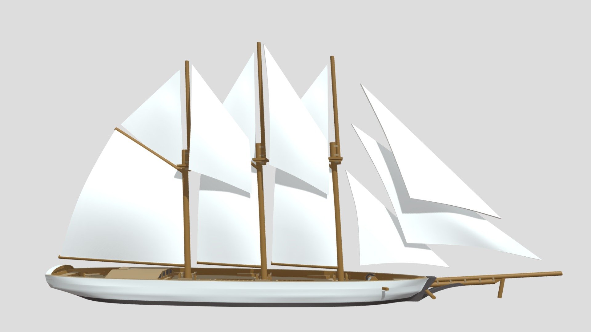 Tall Ship three_masted_schooner_under_sail - Download Free 3D model by ...
