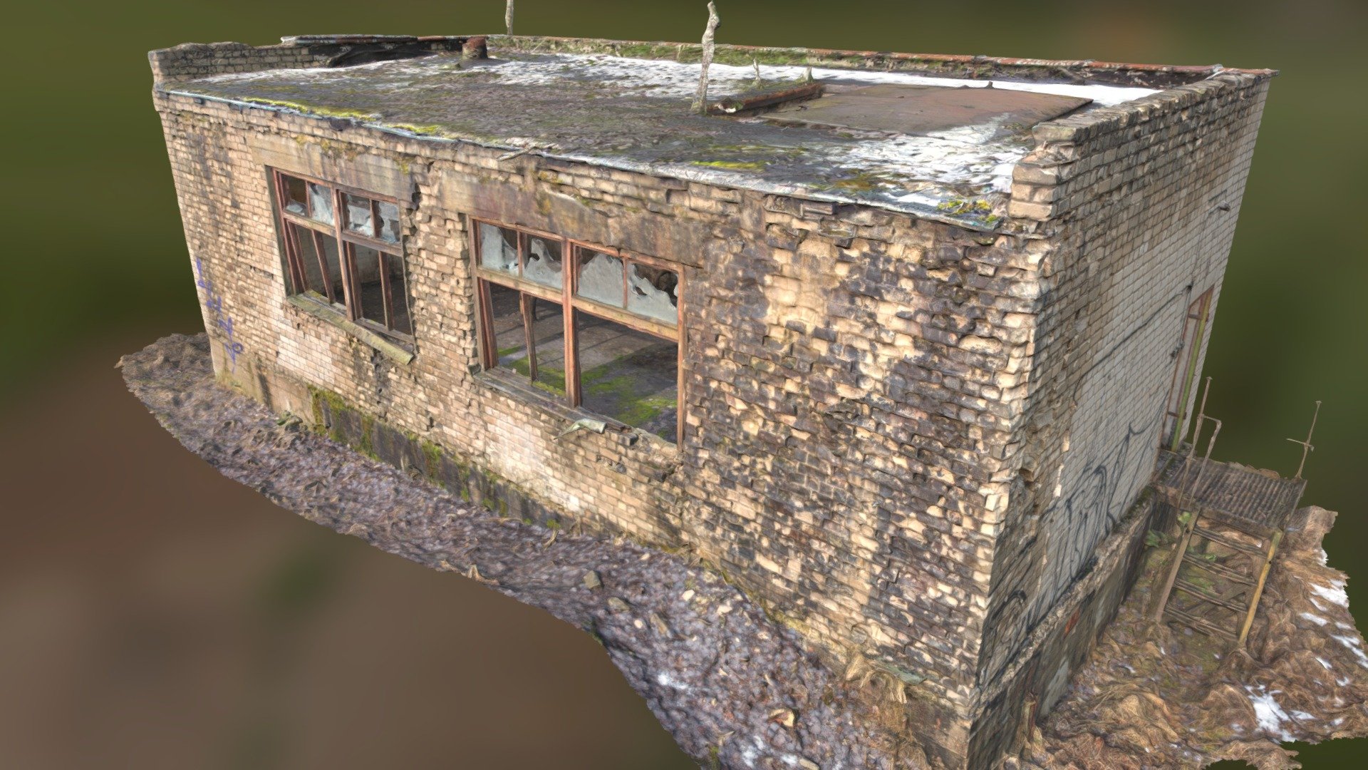 Derelict Mossy Soviet Building with interior - Buy Royalty Free 3D ...