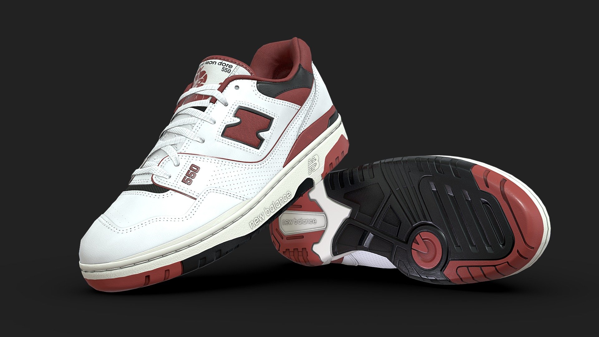 New Balance 550 Red Optimised Shoe - Buy Royalty Free 3D model by Joe ...