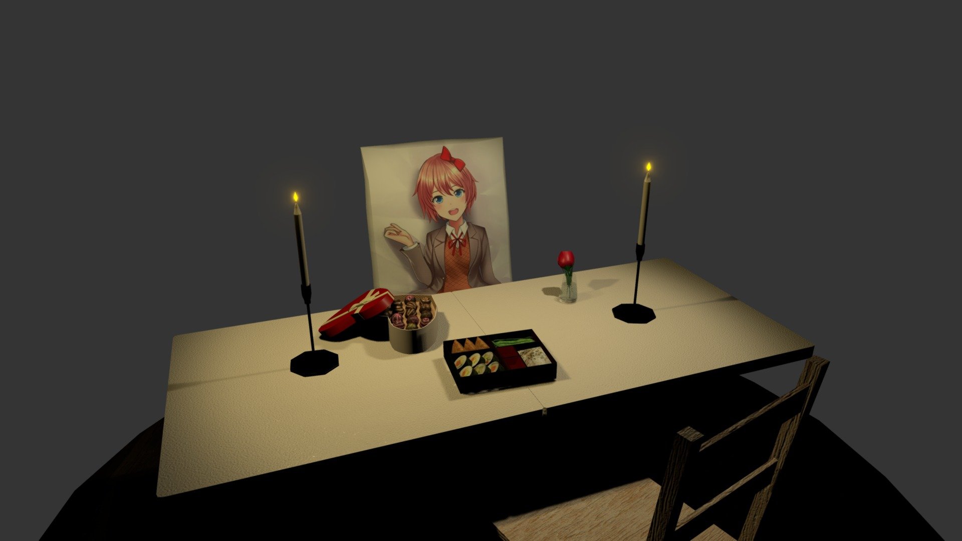 Dinner with Sayori - 3D model by Sharkules [5f5f4a7] - Sketchfab
