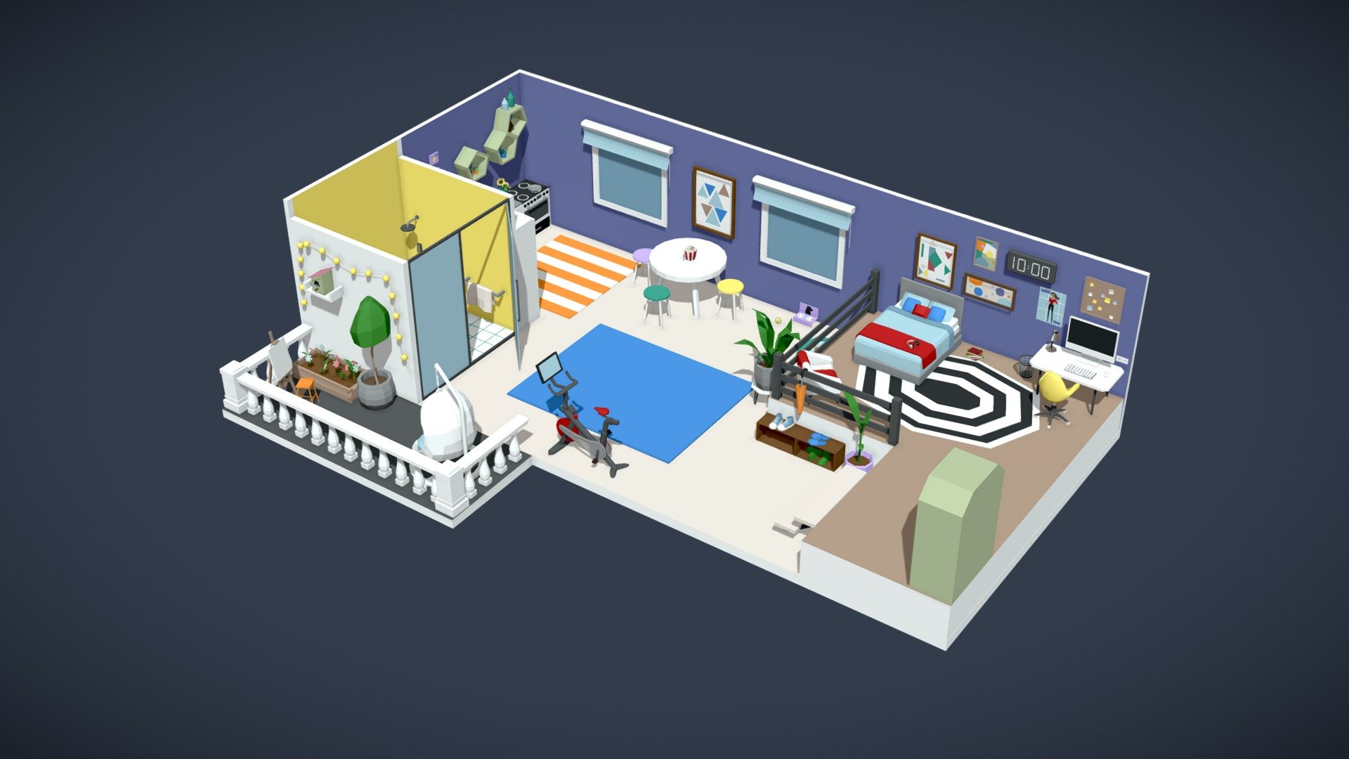 Low Poly Apartment n4 - 3D model by Mnostva [5f621f6] - Sketchfab