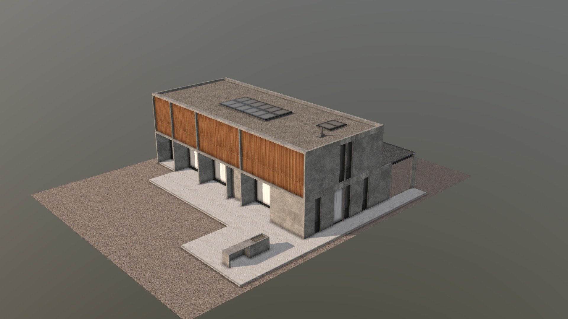 Contemporary House A- Concrete Wood - Low poly - Buy Royalty Free 3D ...