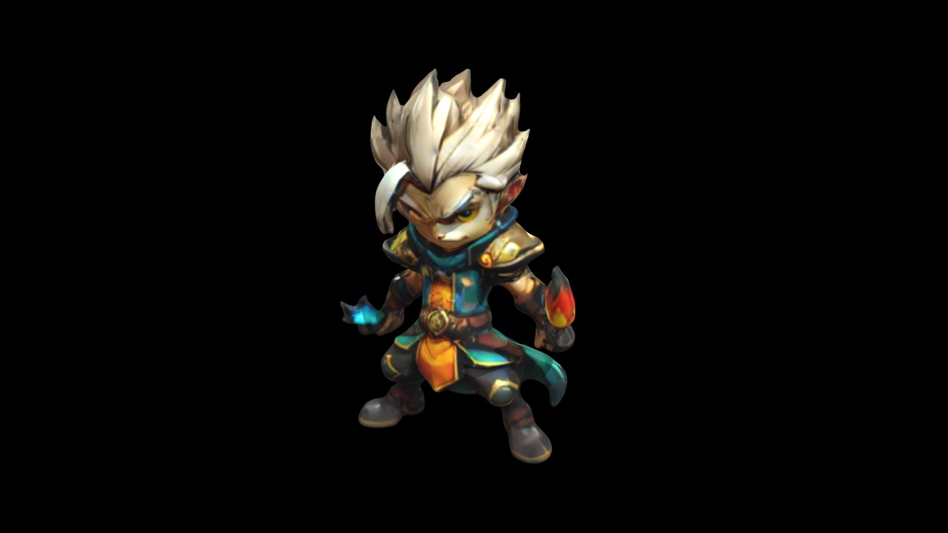 The elf warrior features a blue-gold fire elemen - Download Free 3D ...