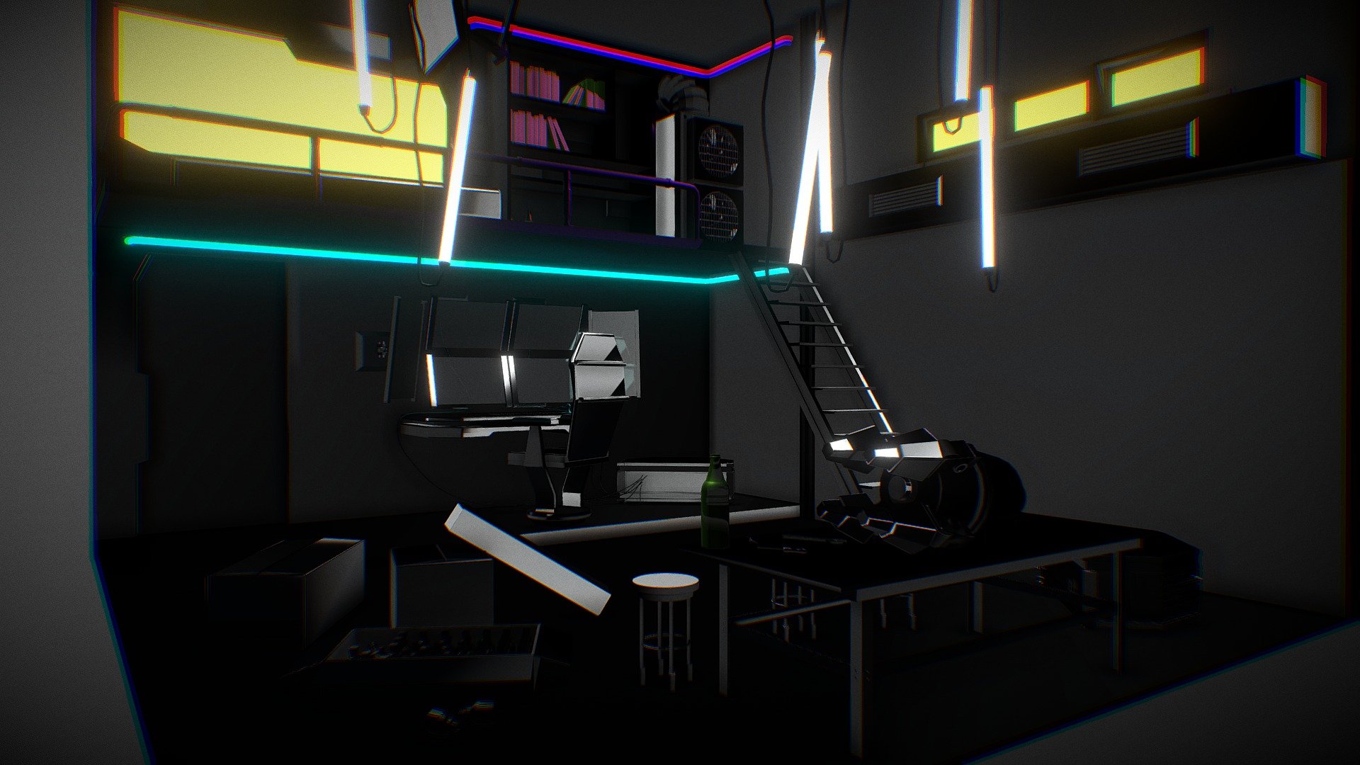 Cyberpunk Bedroom - 3D model by Rocio 3D (@5hi0) [5f88c06] - Sketchfab