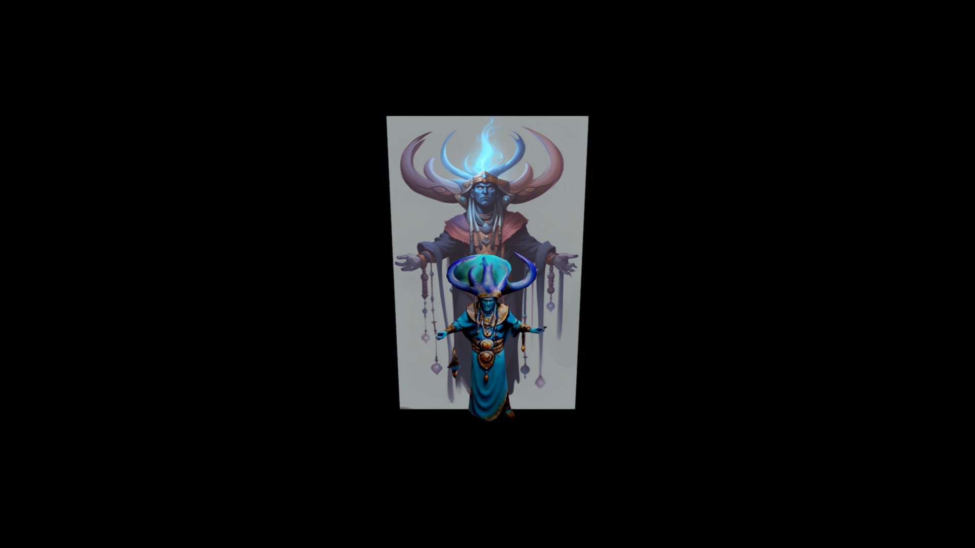 Blue Wizard with Horned Headdress A wizard wi - Download Free 3D model ...