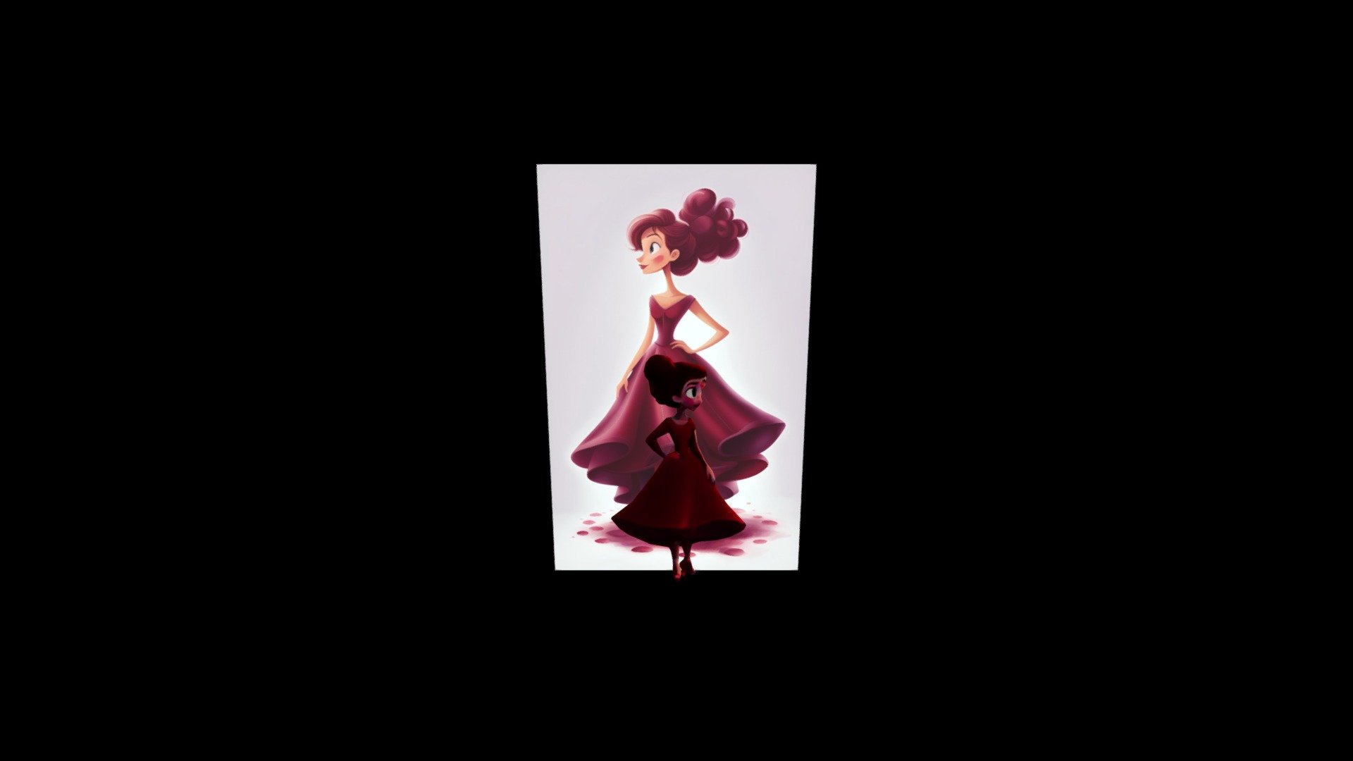 a cartoon girl in a red dress standing in a pud - Download Free 3D ...