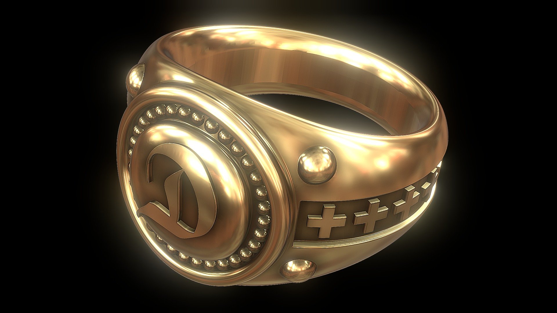 Antique Ring "D" (Customizable) - 3D model by 3DM Design (@3dmdesign ...